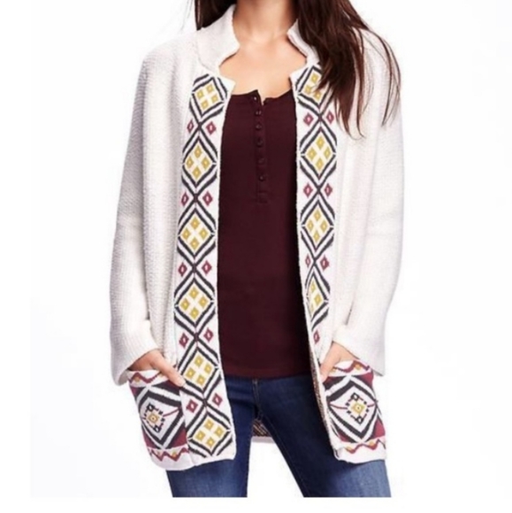 Old Navy | Sweaters | Old Navy Open Front Jacquard Aztec Cardigan ...
